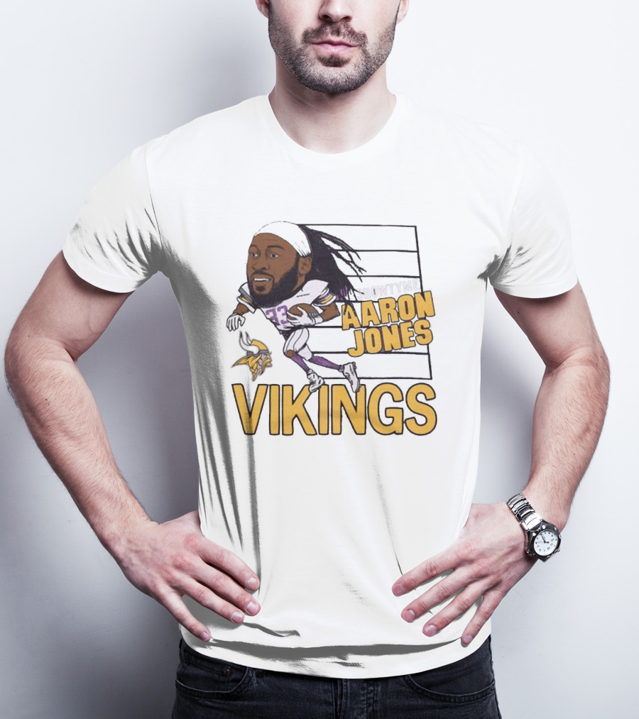 Vikings Showtyme Aaron Jones Football Cartoon Running T-Shirt