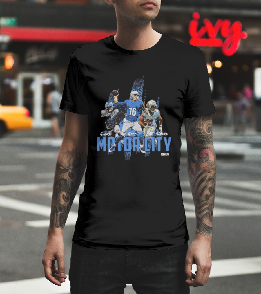 Motor City Gibbs Goff St Brown Detroit Lions Football NFL Players T-Shirt