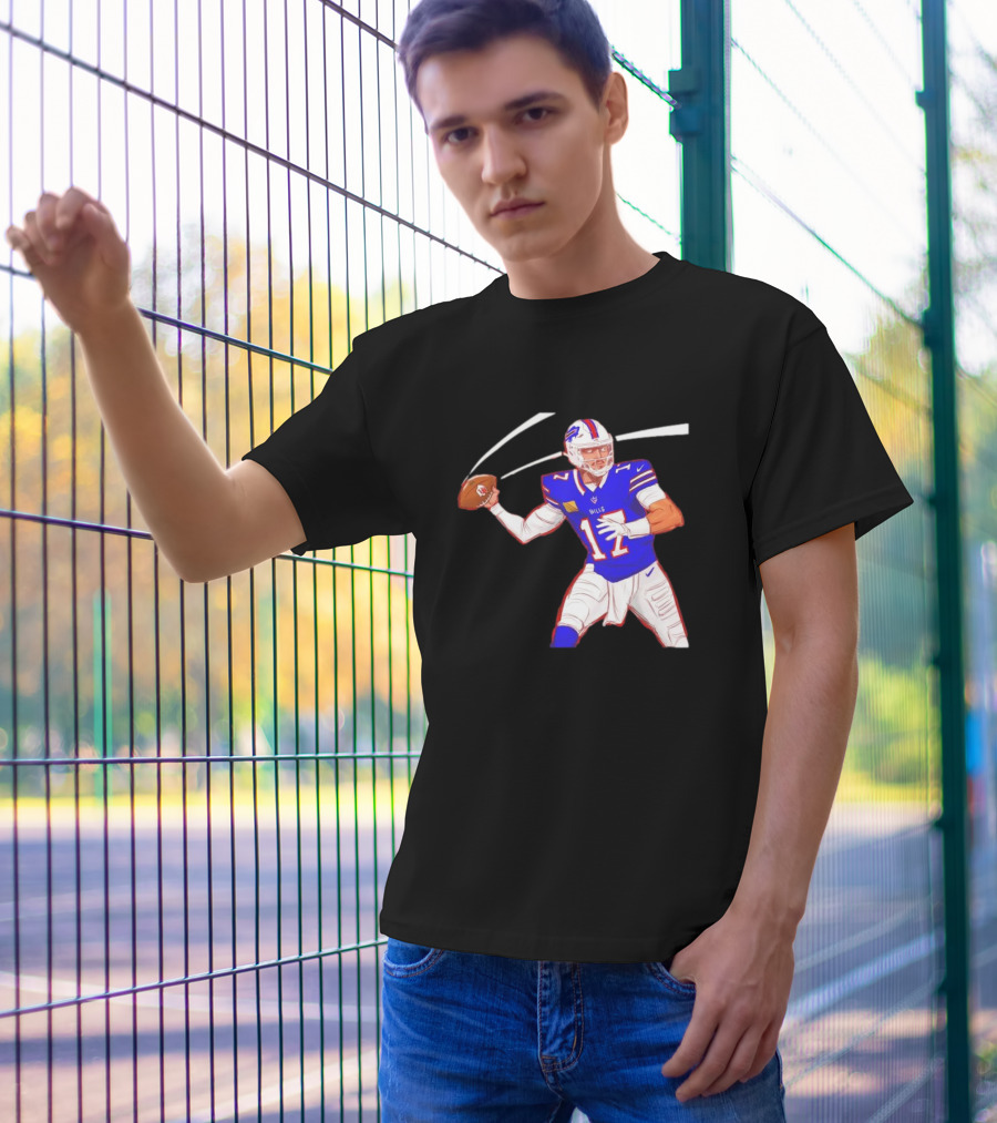 Josh Allen Buffalo Bills Victory Monday Cartoon Football Player T-Shirt