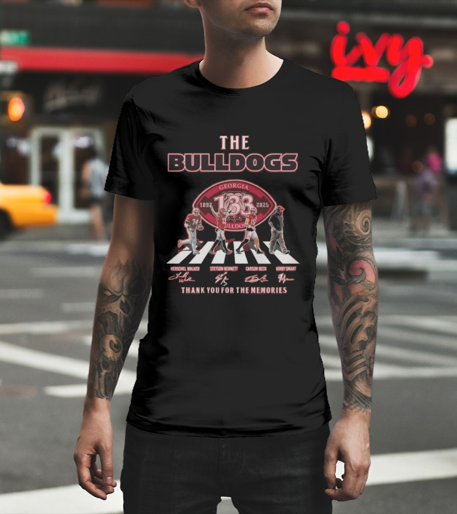The Bulldogs Georgia 133rd 1892-2025 Thank You For The Memories Herschel Walker Stetson Bennett Carson Beck Kirby Smart T-Shirt