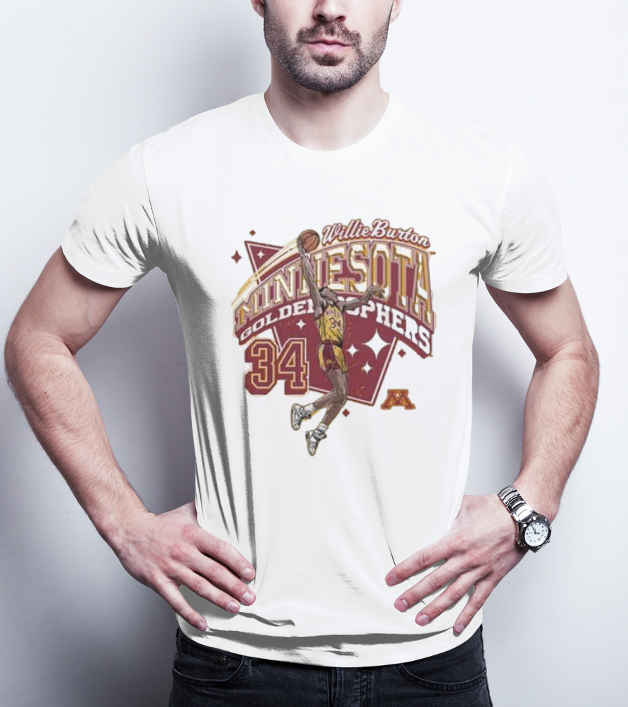 Willie Burton No 34 Minnesota Golden Gophers Basketball Skyhook T-Shirt