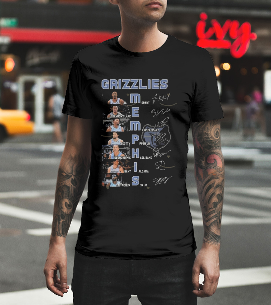 Memphis Grizzlies Ja Morant Brandon Clark Marcus Smart Scotty Pippen Jr Desmond Bane Jaren Jackson Jr Signatures T-Shirt