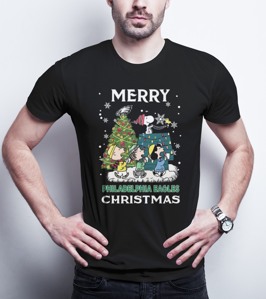 Merry Philadelphia Eagles Christmas Snoopy And Friends T-Shirt