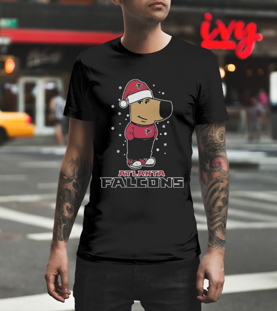 Atlanta Falcons Christmas Chill Guy In Santa Hat T-Shirt