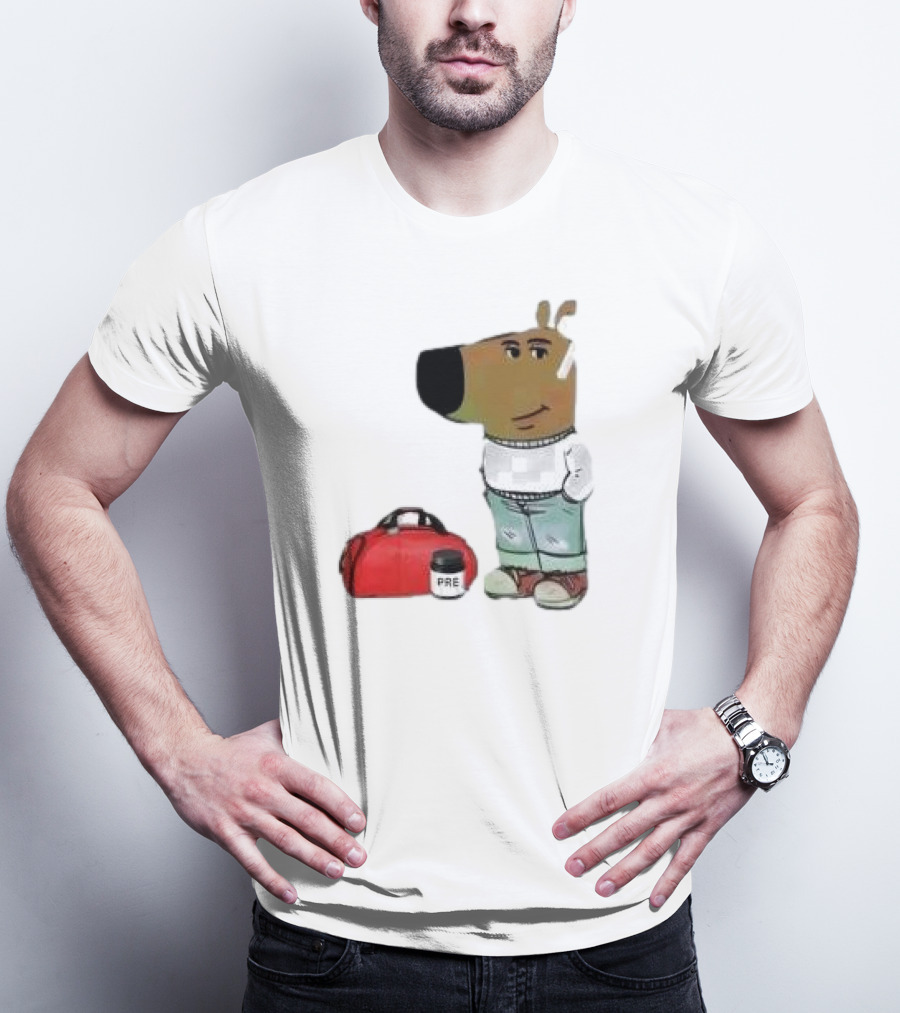 Chill Guy Dog With Gym Bag And Pre-workout Supplement T-Shirt