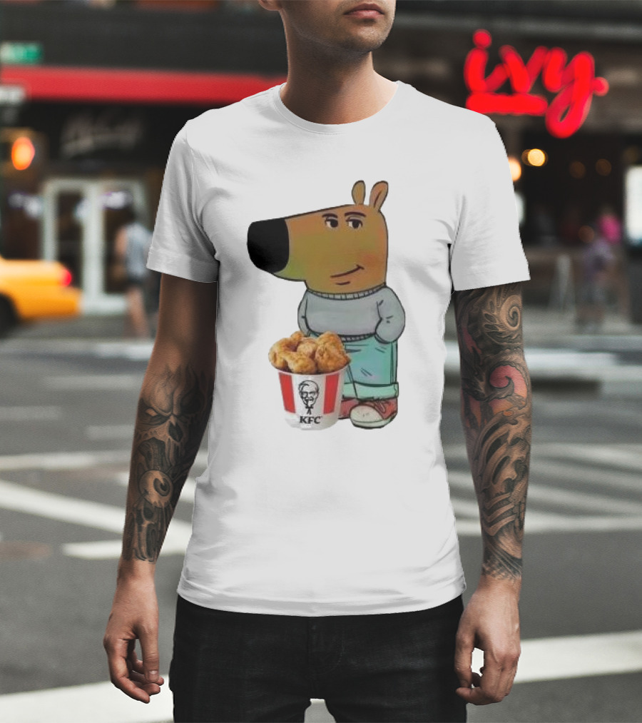 Chill Guy Dog Smiling With KFC Bucket T-Shirt