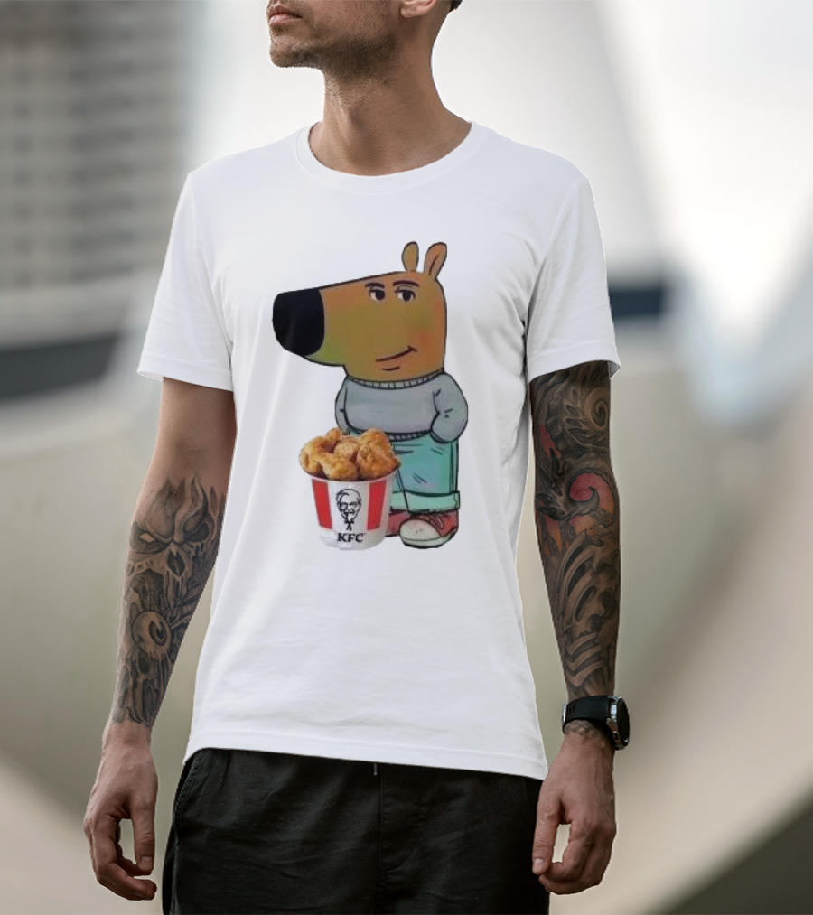 Chill Guy Dog Smiling With KFC Bucket T-Shirt