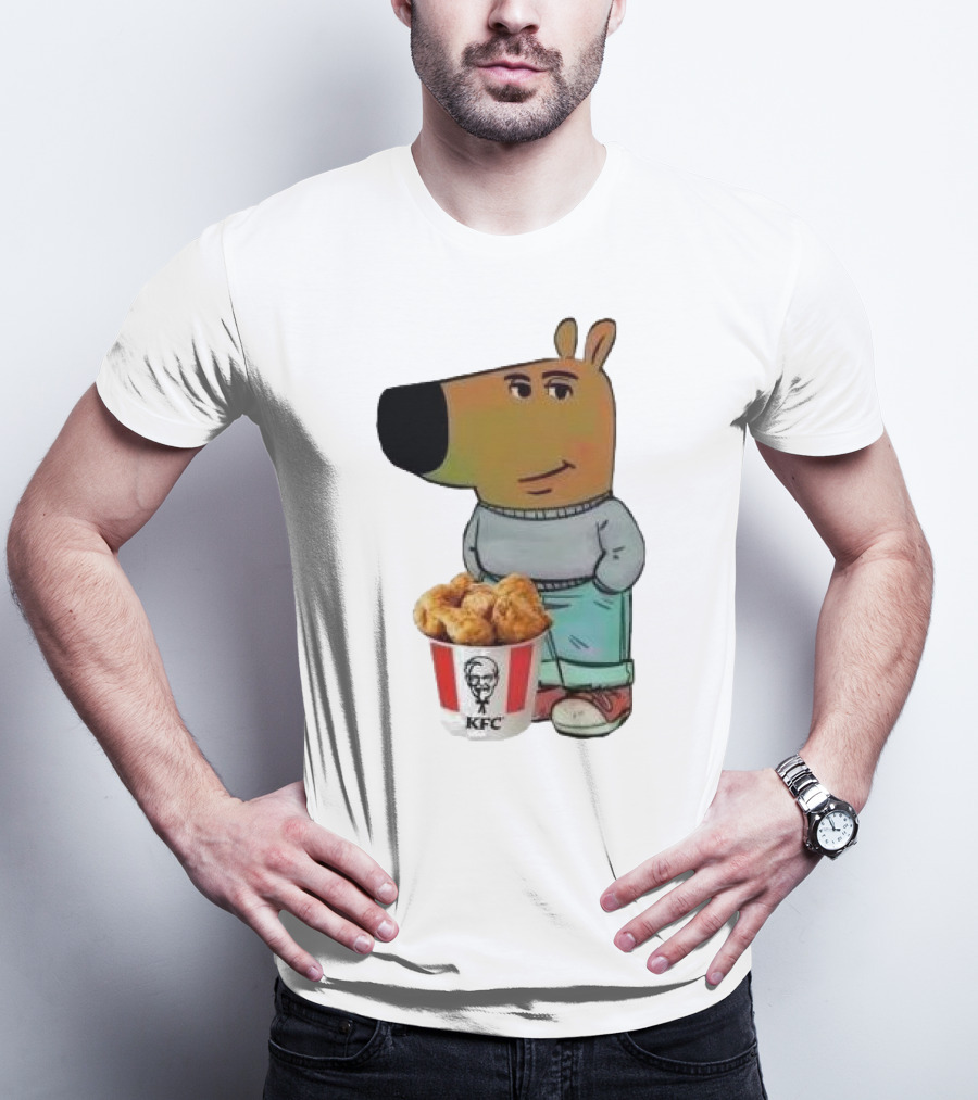 Chill Guy Dog Smiling With KFC Bucket T-Shirt
