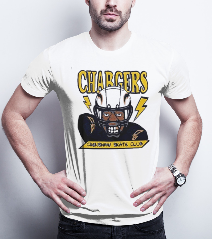 Chargers Crenshaw Skate Club Football Helmet Lightning Player T-Shirt