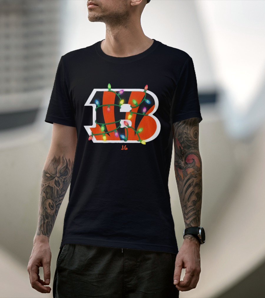 Cincinnati Bengals B Logo With Holiday Lights T-Shirt