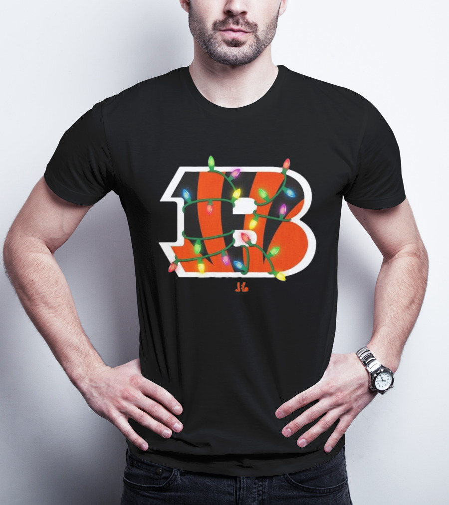 Cincinnati Bengals B Logo With Holiday Lights T-Shirt
