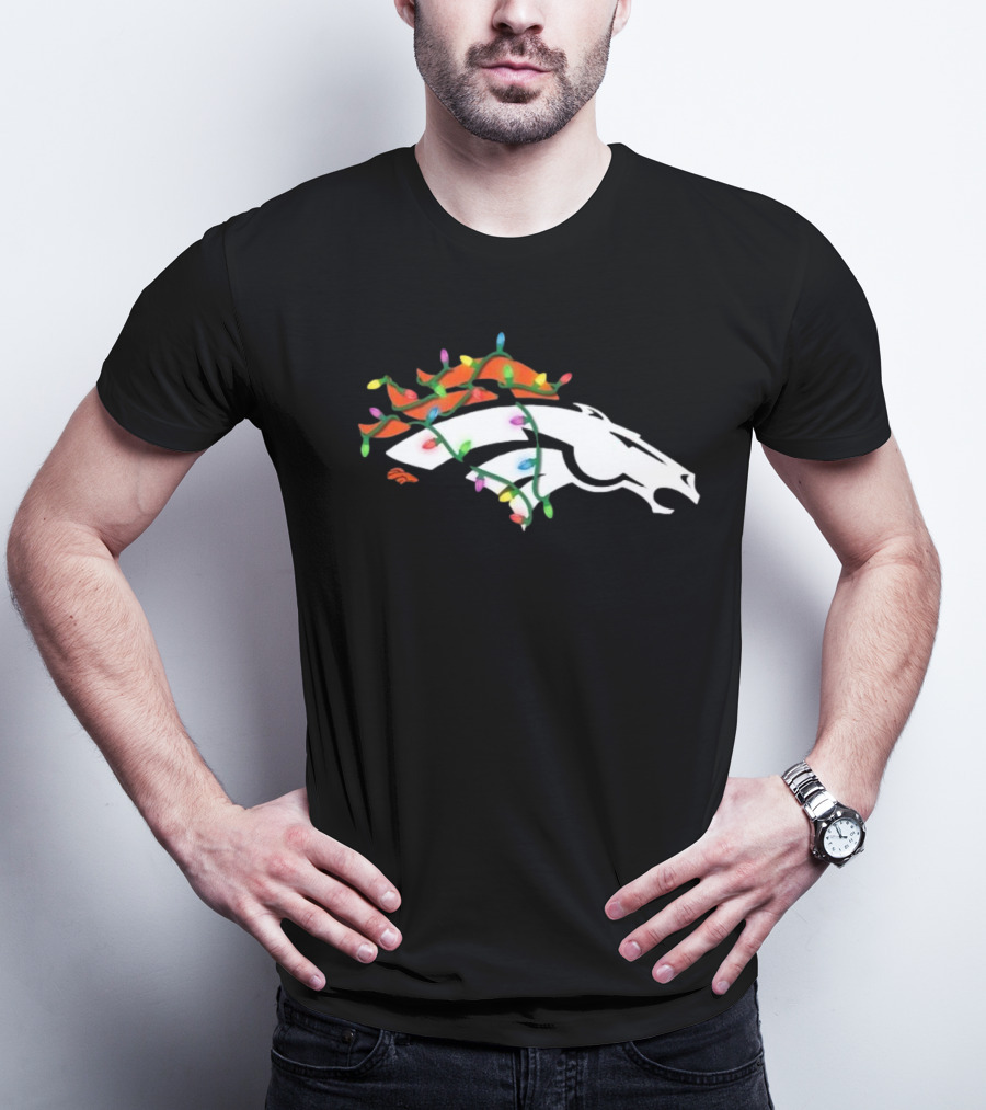 Denver Broncos Holiday Lights Logo T-Shirt