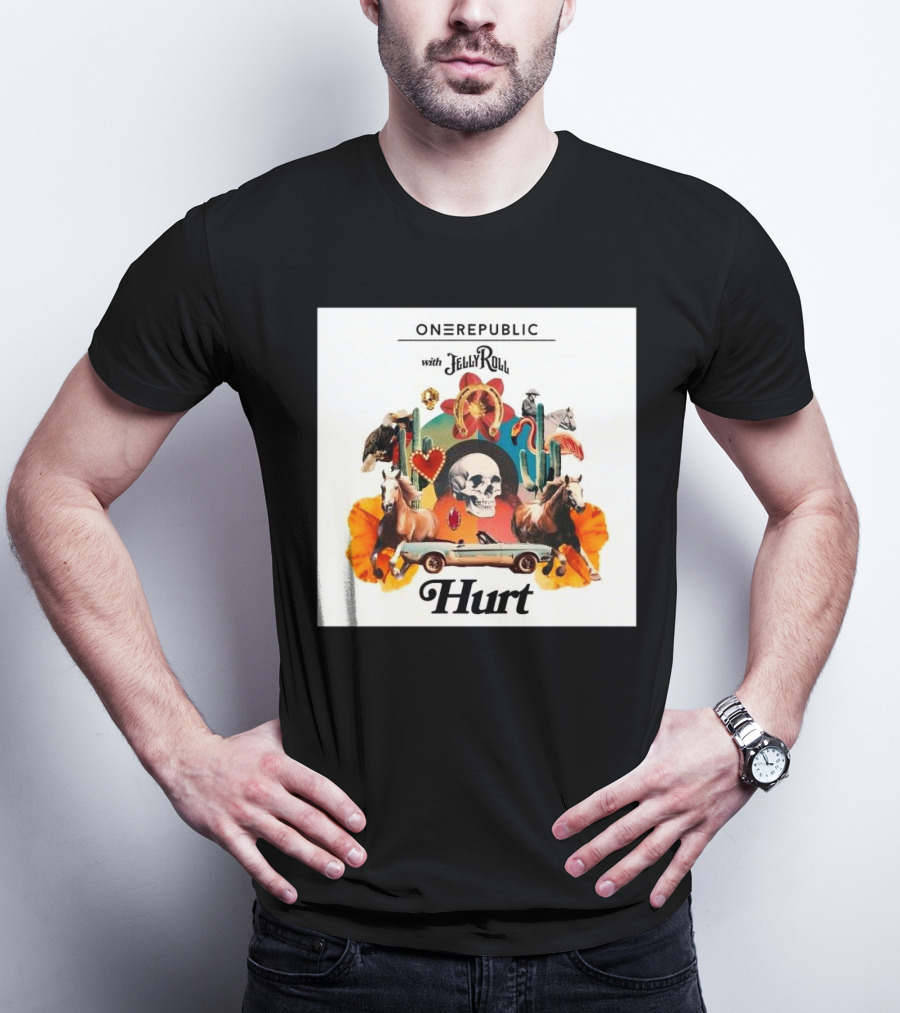 ONEREPUBLIC With JELLY ROLL Hurt Retro Collage Of Horses And Cactus T-Shirt