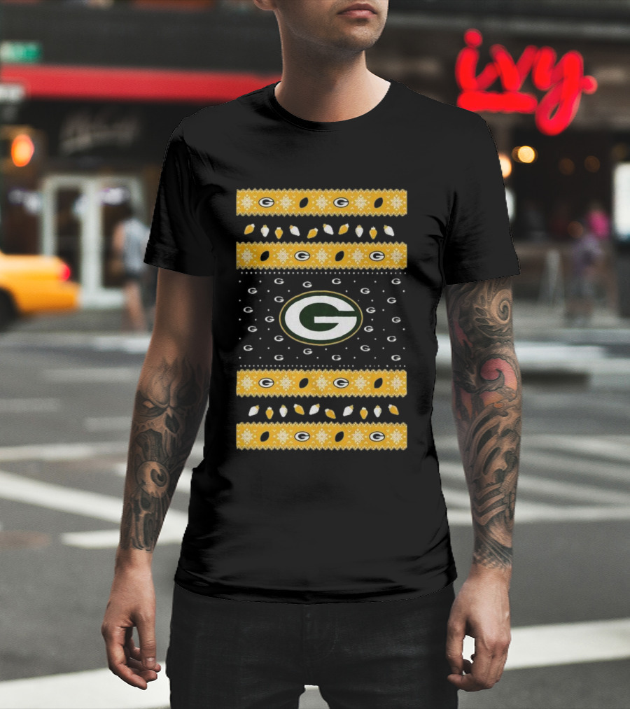 Green Bay Packers Holiday Lights Ugly Sweater T-Shirt