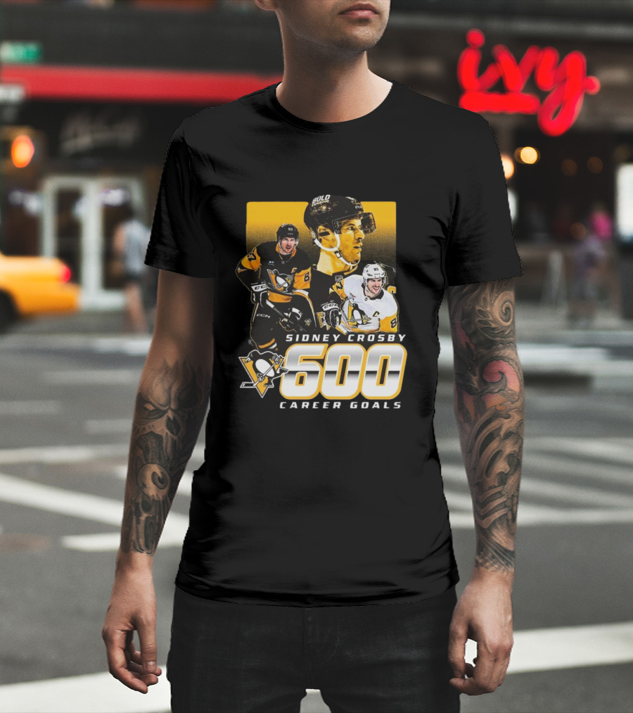 Sidney Crosby Pittsburgh Penguins 600 Career Goals NHL Achievement T-Shirt
