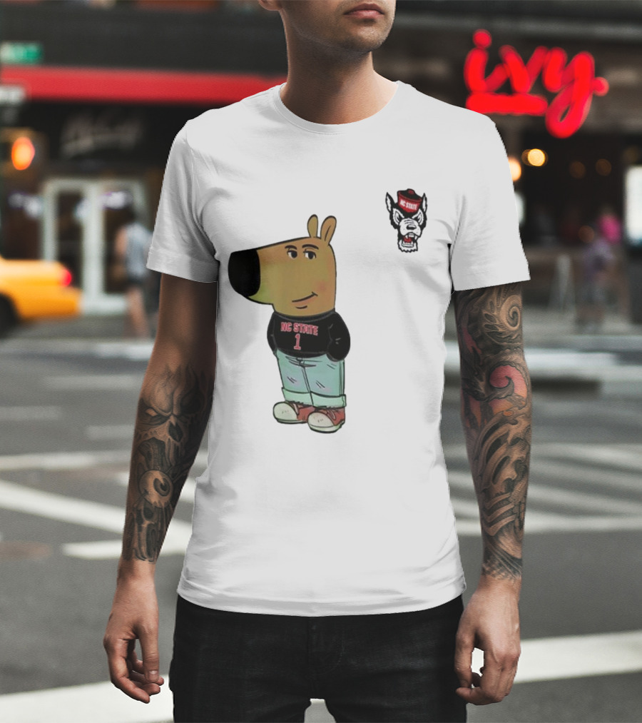 NC State Wolfpack Chill Guy Bear In Jersey And Jeans T-Shirt