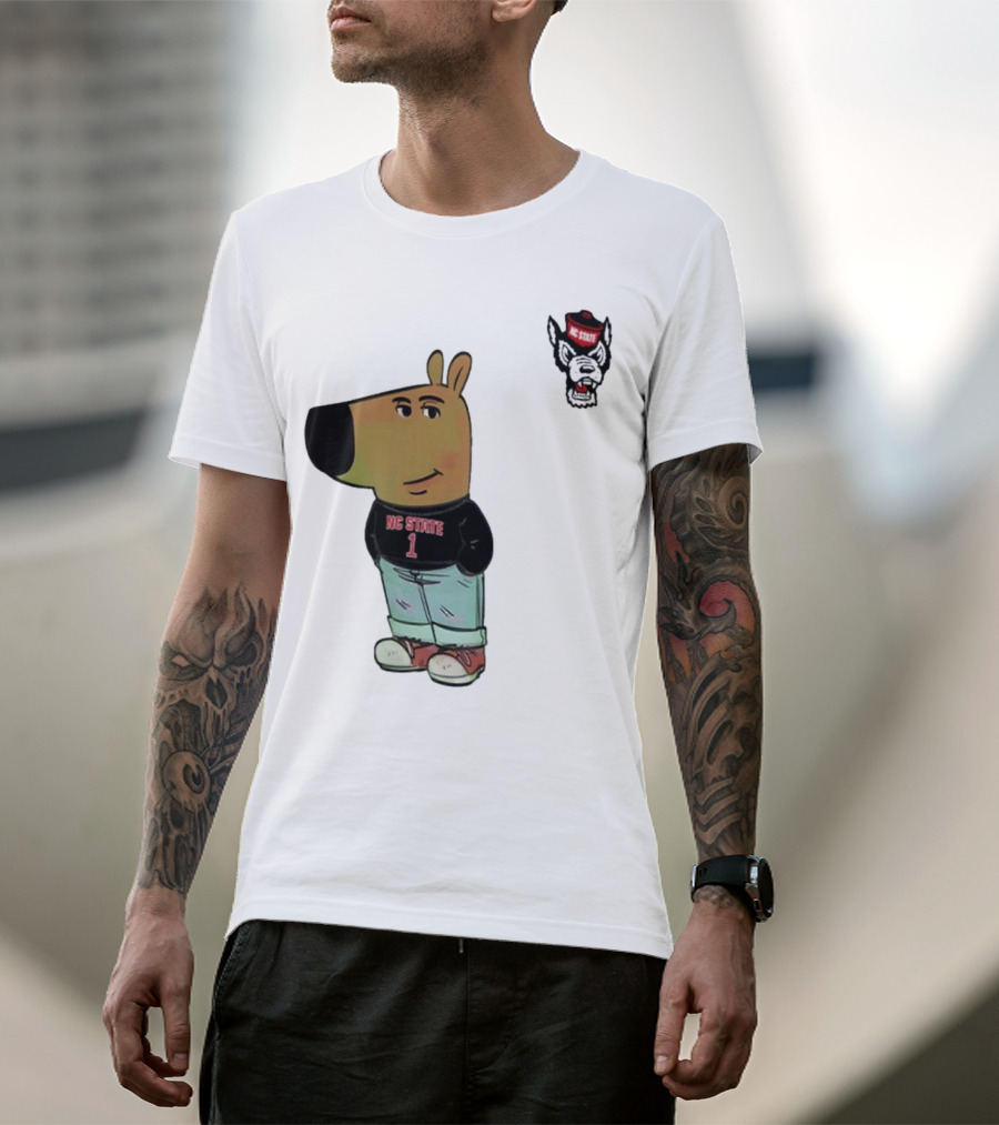 NC State Wolfpack Chill Guy Bear In Jersey And Jeans T-Shirt