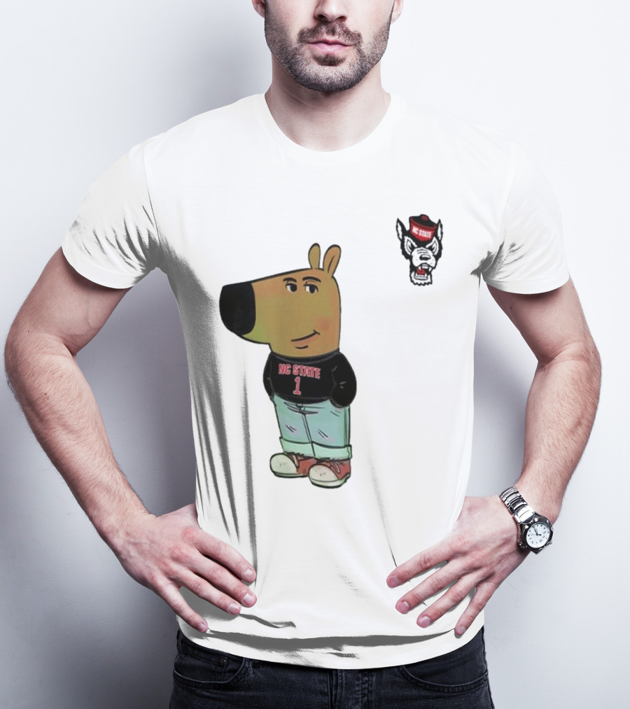 NC State Wolfpack Chill Guy Bear In Jersey And Jeans T-Shirt