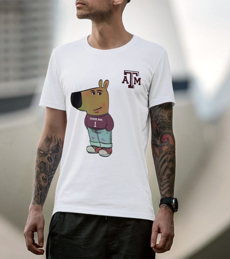 Texas A&M Aggies Chill Guy Character With A&M Logo And Jersey T-Shirt