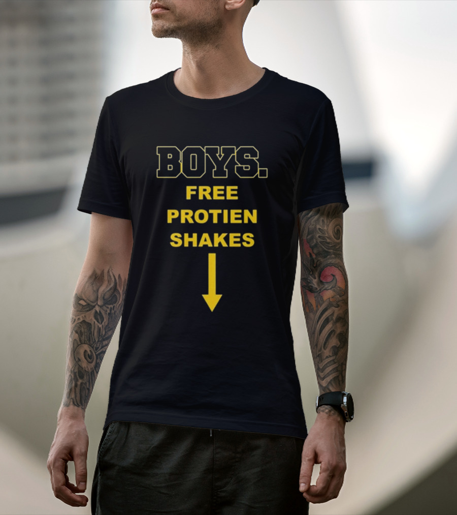 BOYS FREE PROTEIN SHAKES DOWNWARD ARROW T-Shirt
