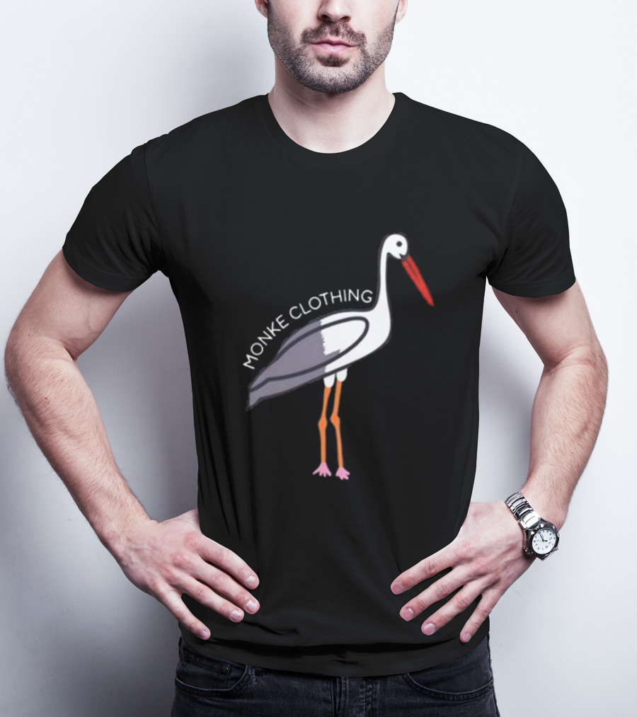Monke Clothing Stork Woven Design With Stork T-Shirt
