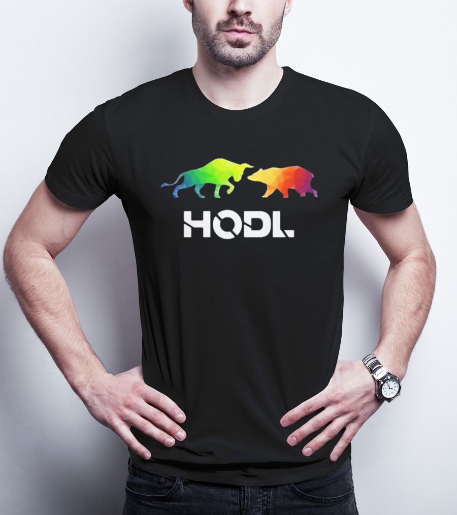 Web3eliza Colorful Bull And Bear HODL T-Shirt