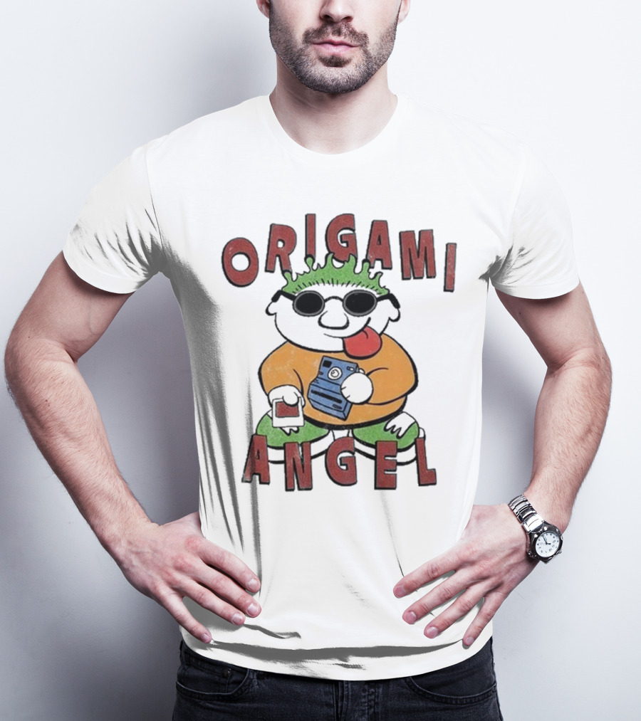 Origami Angel Cartoon Character With Camera And Sunglasses T-Shirt