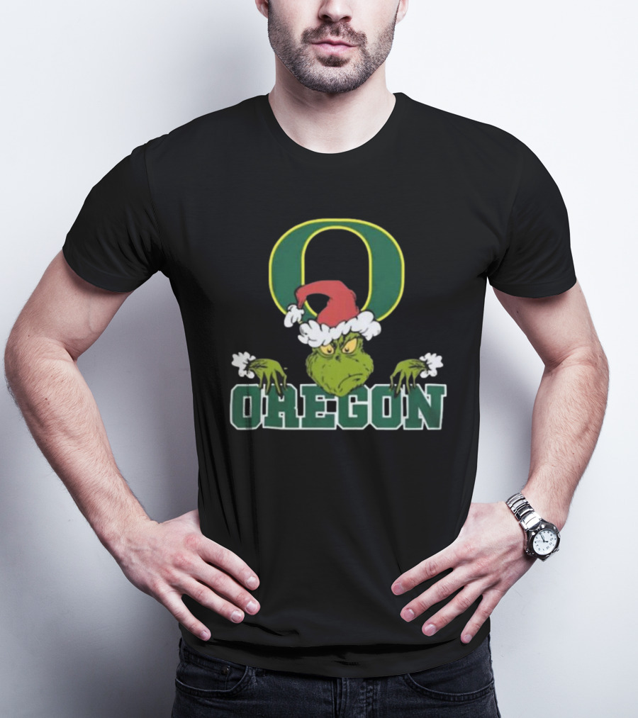 NCAA Oregon Ducks Grinch Christmas Football T-Shirt