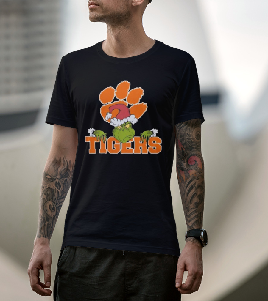NCAA Clemson Tigers Grinch Christmas Football T-Shirt