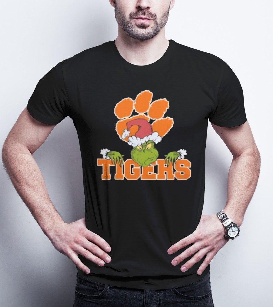 NCAA Clemson Tigers Grinch Christmas Football T-Shirt