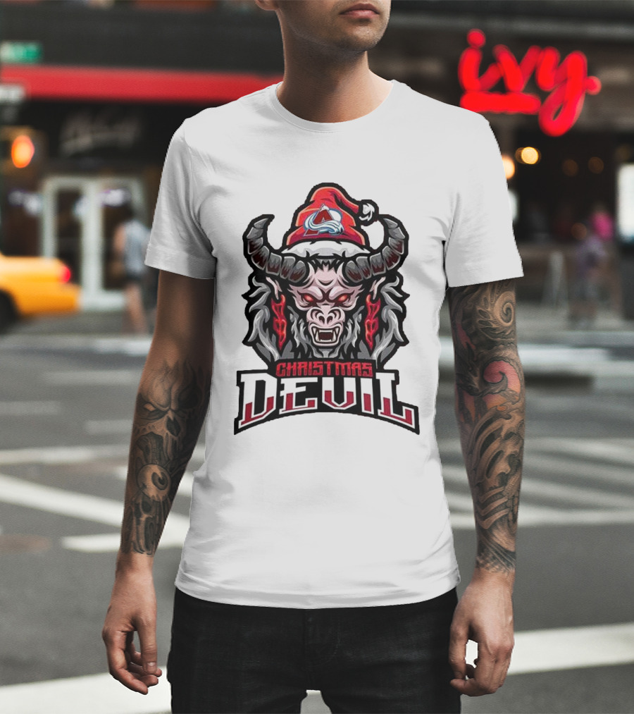 Christmas Devil Colorado Avalanche Krampus NHL Christmas T-Shirt