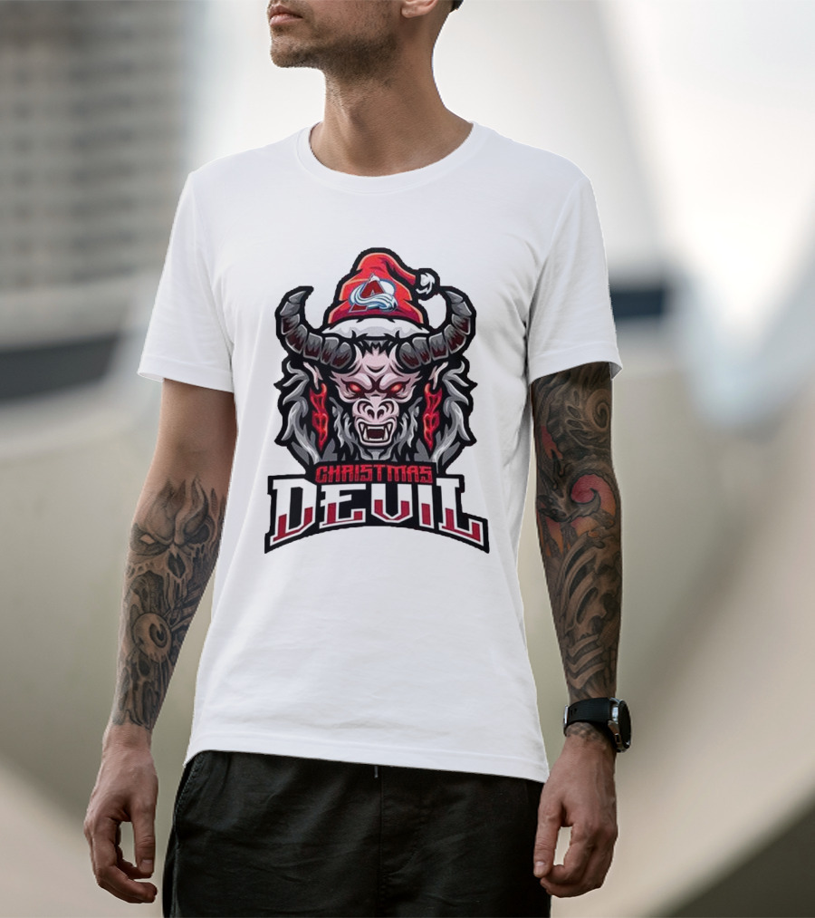Christmas Devil Colorado Avalanche Krampus NHL Christmas T-Shirt