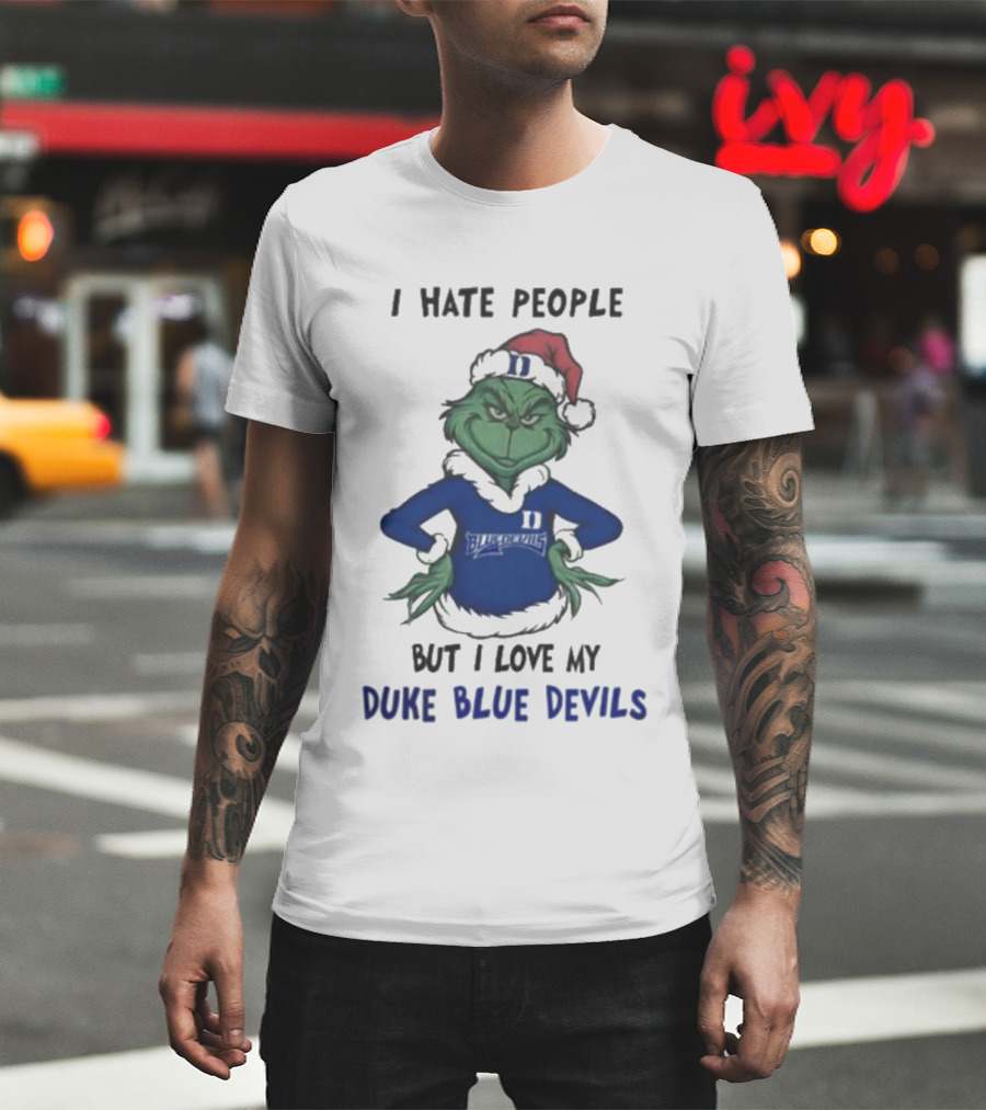 I Hate People Grinch Loves Duke Blue Devils Merry Christmas T-Shirt