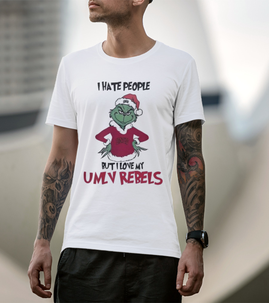 I Hate People But I Love My UNLV Rebels Grinch Christmas Fan T-Shirt