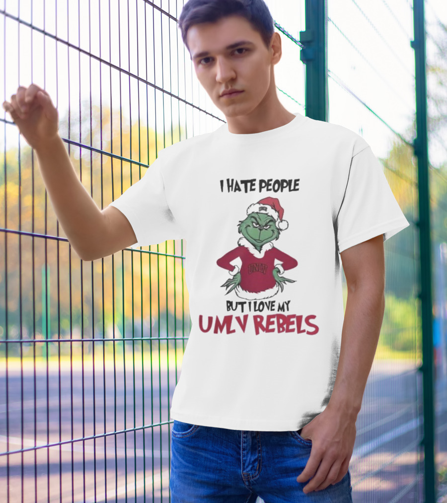 I Hate People But I Love My UNLV Rebels Grinch Christmas Fan T-Shirt