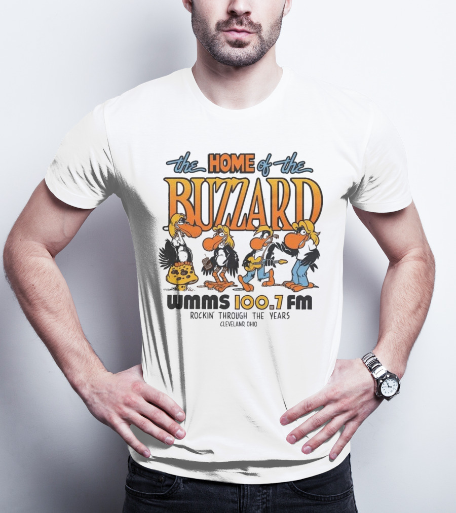 WMMS 100.7 FM The Home Of The Buzzard Rockin Through The Years Cleveland Ohio T-Shirt