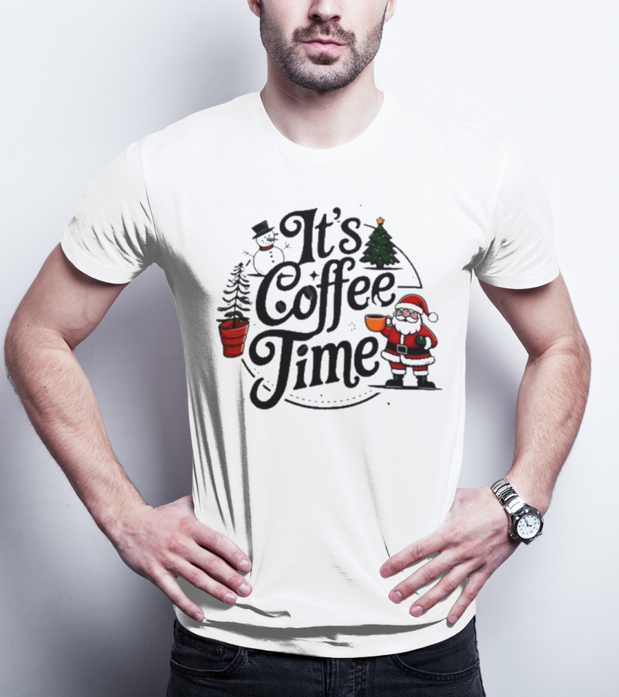 Abby Berner It’s Coffee Time Santa Snowman Christmas Holiday T-Shirt