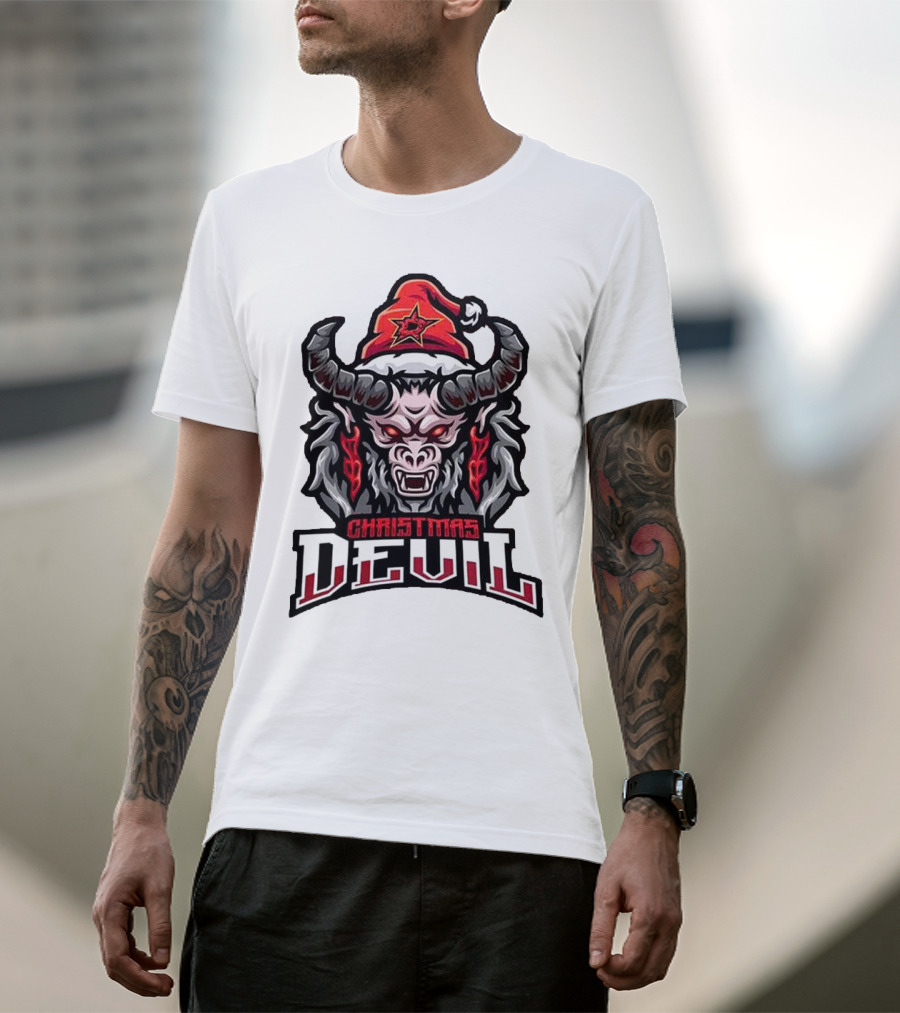 Dallas Stars NHL Krampus Christmas Devil Hockey T-Shirt