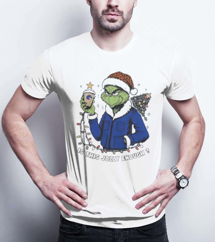 Boise State Broncos Santa Grinch Is This Jolly Enough Merry Christmas T-Shirt