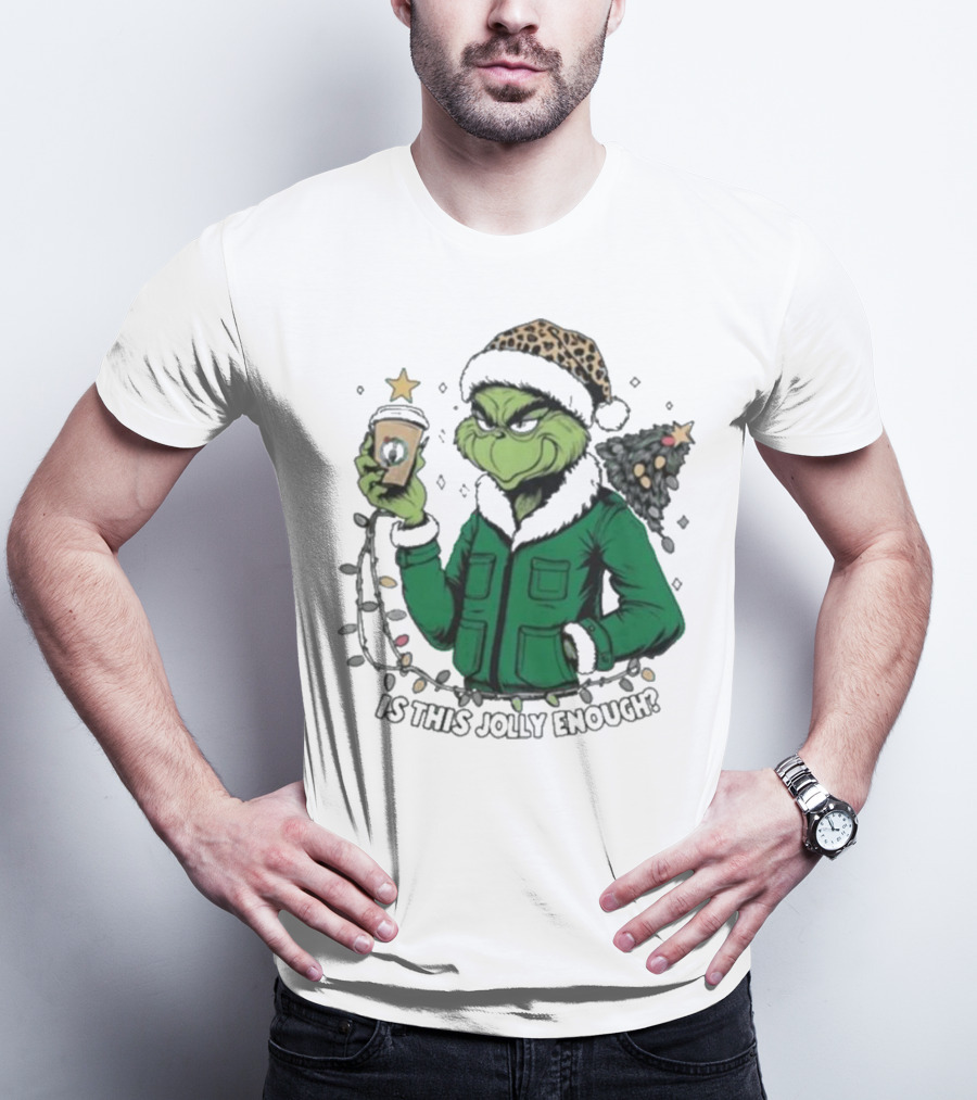 Boston Celtics X Santa Grinch Is This Jolly Enough Merry Christmas Coffee Lights Tree T-Shirt