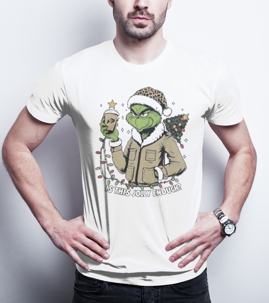 Is This Jolly Enough Colorado Buffaloes Santa Grinch Merry Christmas T-Shirt