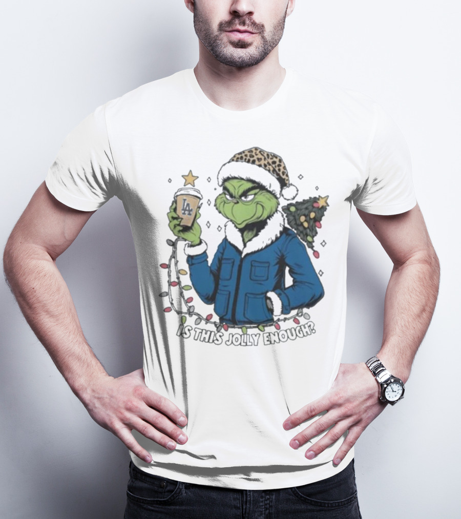 Los Angeles Dodgers Santa Grinch Is This Jolly Enough Merry Christmas T-Shirt