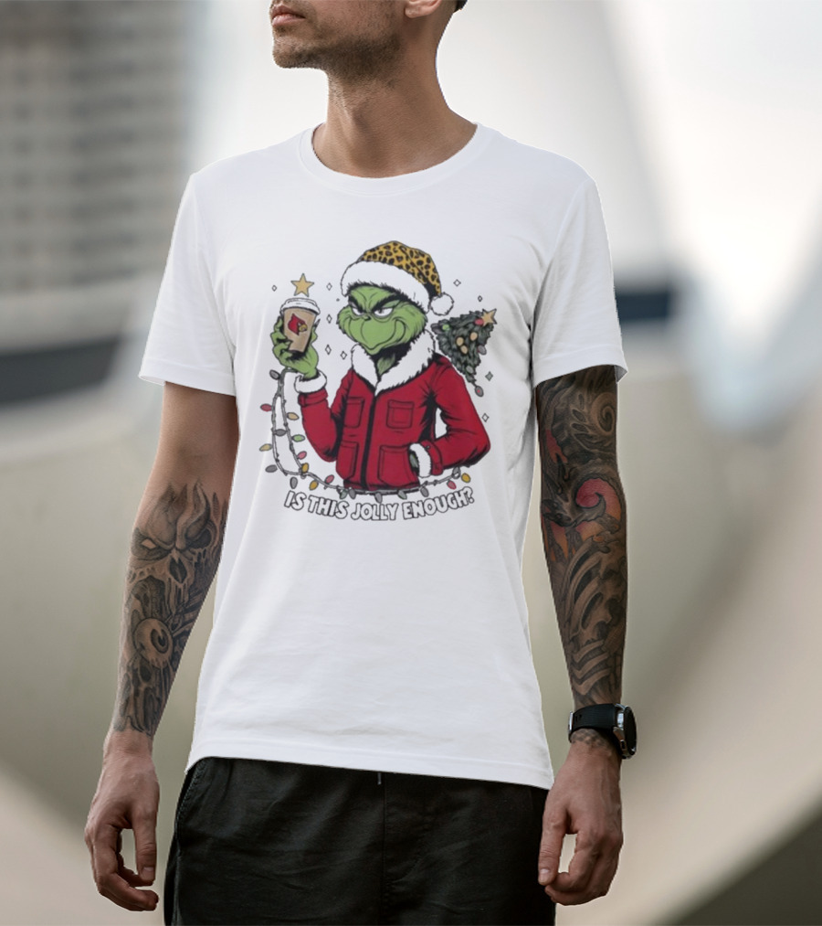 Louisville Cardinals Grinch Santa Is This Jolly Enough Merry Christmas T-Shirt