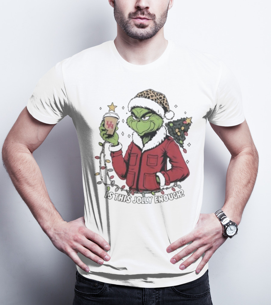 Houston Cougars X Grinch Is This Jolly Enough Merry Christmas T-Shirt