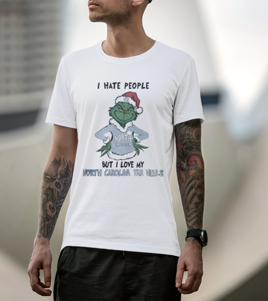 I Hate People Grinch Loves North Carolina Tar Heels Merry Christmas T-Shirt