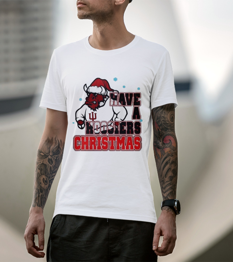Have A Hoosiers Christmas Indiana Hoosiers Santa Mascot T-Shirt