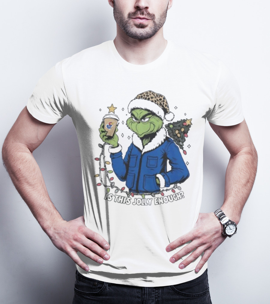 Kansas Jayhawks Grinch Is This Jolly Enough Merry Christmas T-Shirt