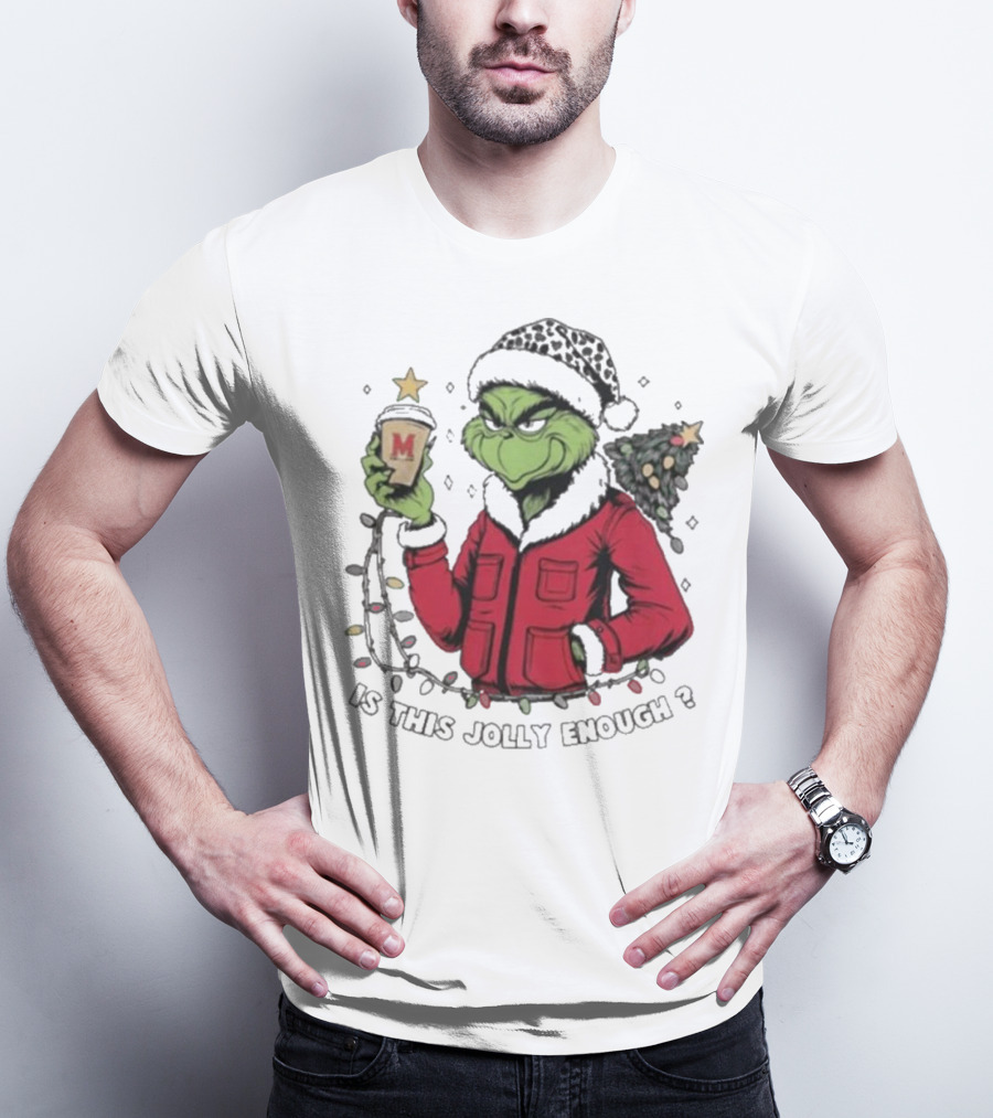 Maryland Terrapins Grinch Santa Is This Jolly Enough Merry Christmas T-Shirt