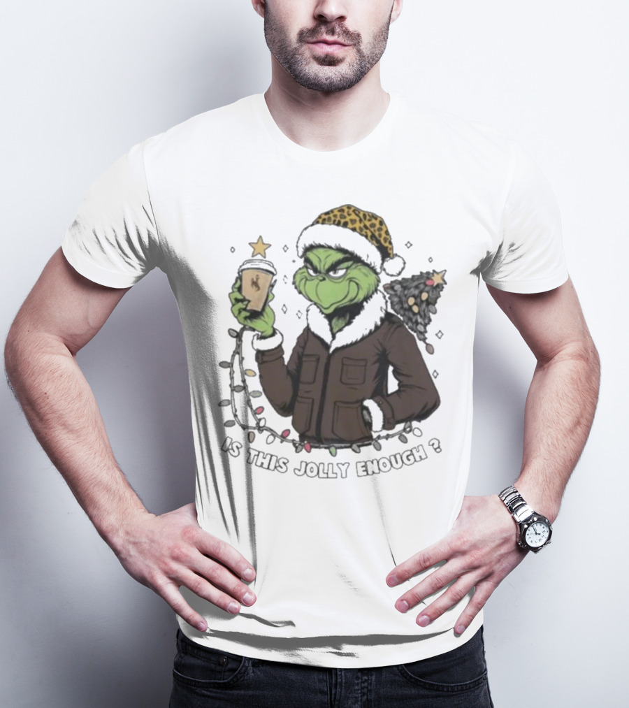 Wyoming Cowboys Grinch Santa Is This Jolly Enough Merry Christmas T-Shirt