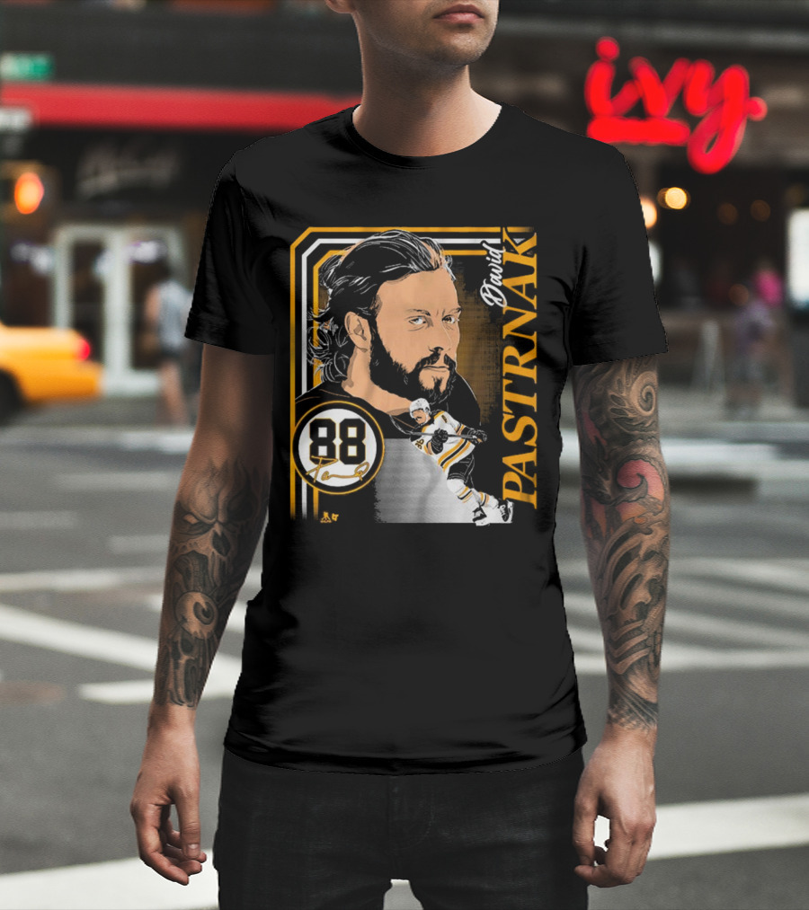 David Pastrnak 88 Hockey Illustration Collage T-Shirt